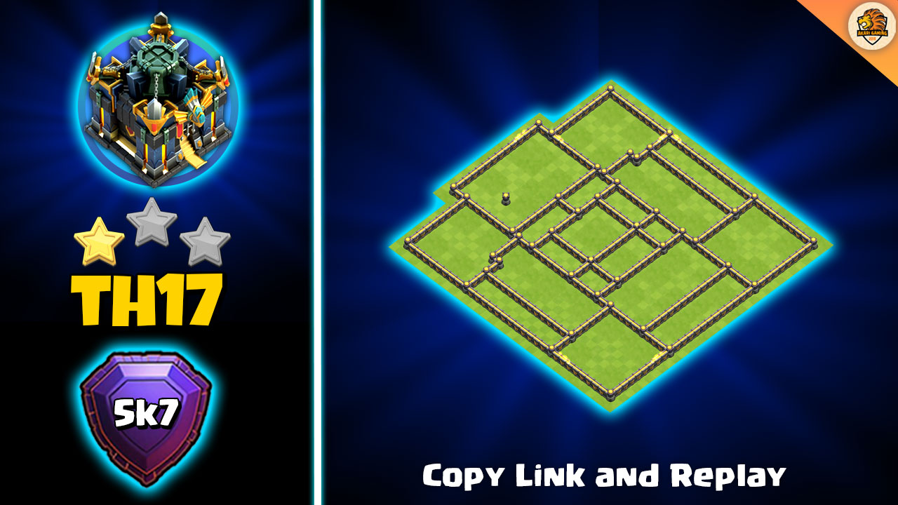 Trophy Base TH17 Rank 5k8 Thủ 2 Sao Có Súng Cối Bắn Đá Tháng 9 2025 Clash of clans